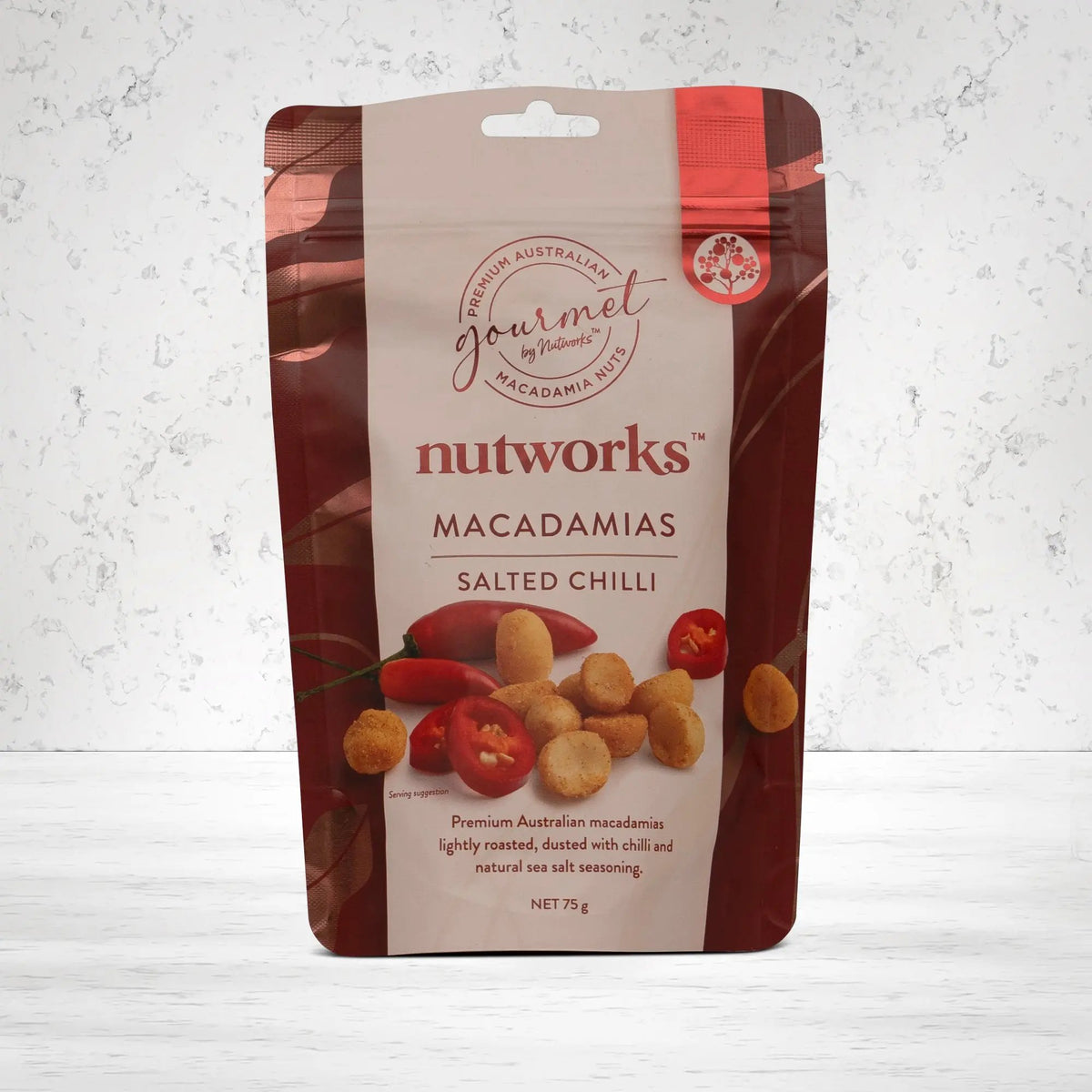 Nutworks Macadamias Salted Chilli 75 grams | The Hamper Boutique Co